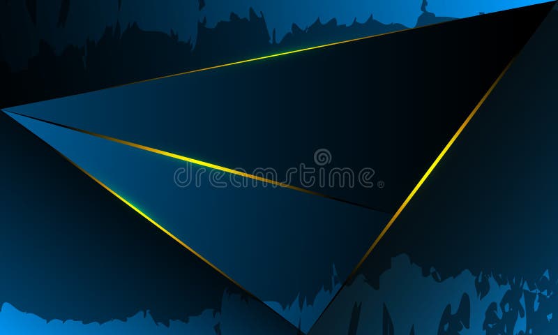 Abstract Blue Polygon Triangles Shape Pattern Background with Golden ...