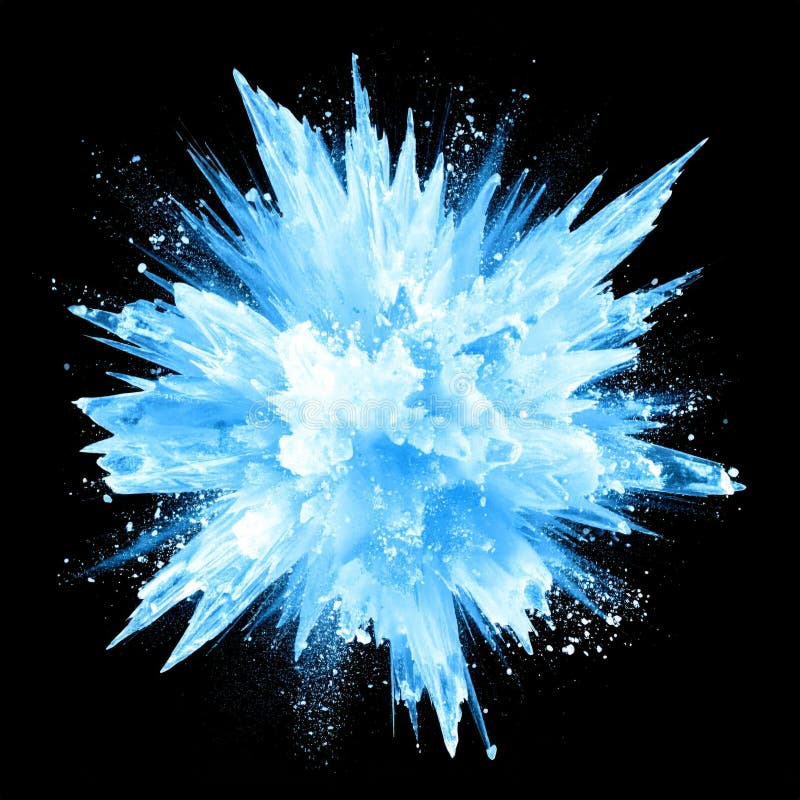 Abstract Blue Powder Explosion on Black Background Stock Illustration ...