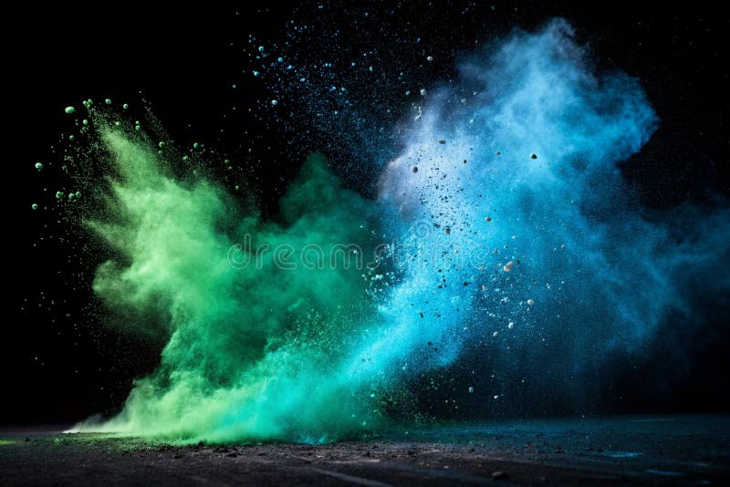 Abstract Blue Powder Explosion on Black Background Stock Illustration ...