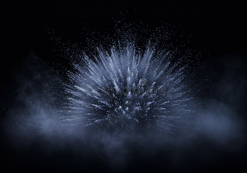Abstract Blue Powder Explosion on Dark Background Stock Illustration ...