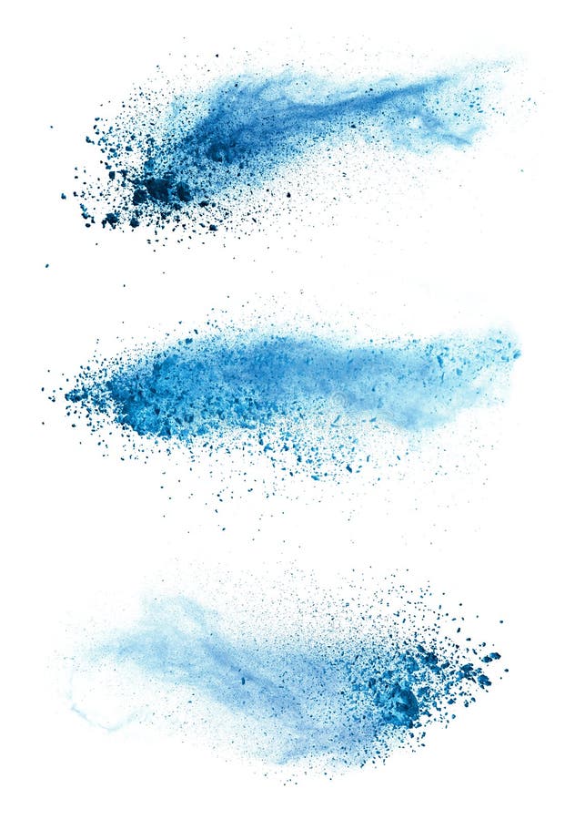 Abstract Blue Powder Explosion Isolated on White Background. Stock ...