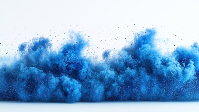 Abstract Blue Powder Explosion on White Background Stock Illustration ...