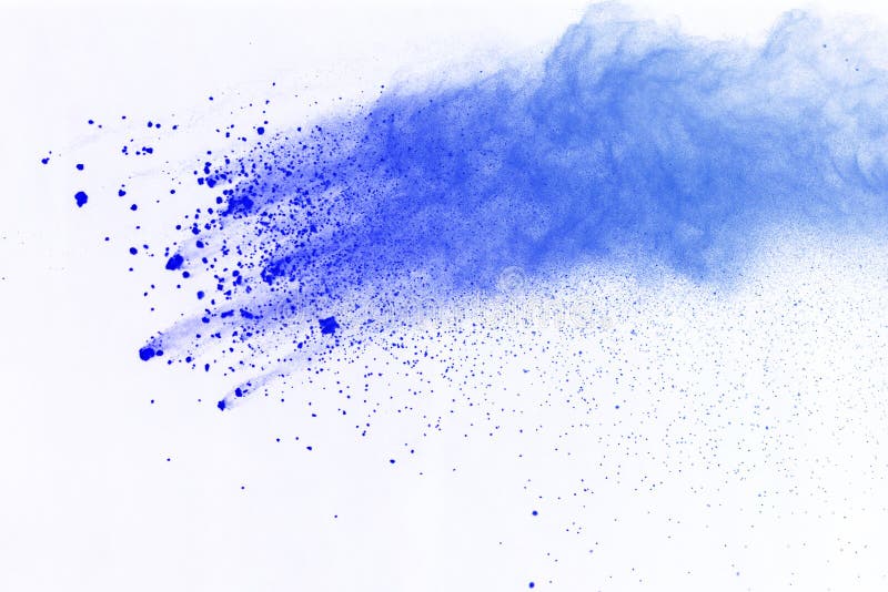 Abstract of Blue Powder Explosion on White Background. Blue Powder ...