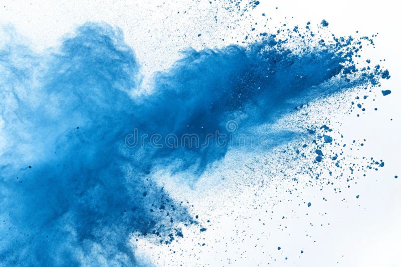 Abstract Blue Powder Explosion on White Background Stock Illustration ...