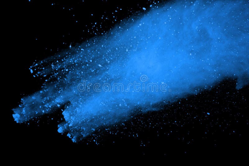 Abstract Blue Powder Splatted Background. Colorful Powder Explosion on ...