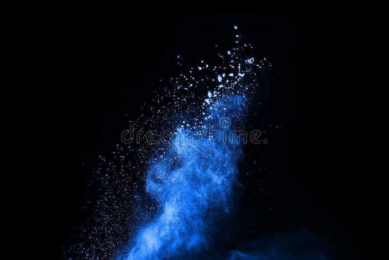 Blue Color Powder Explosion on Black Background. Stock Photo - Image of ...