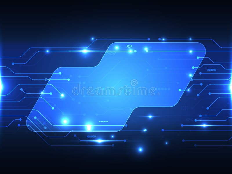 Abstract Blue Power Cyber Digital Technology Futuristic Background with ...