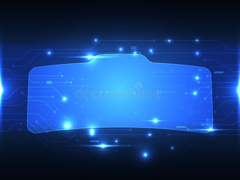 Abstract Blue Power Cyber Digital Technology Futuristic Background with ...