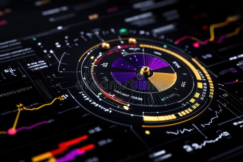 Abstract Blue and Purple Background with Business Data Analytics Charts ...