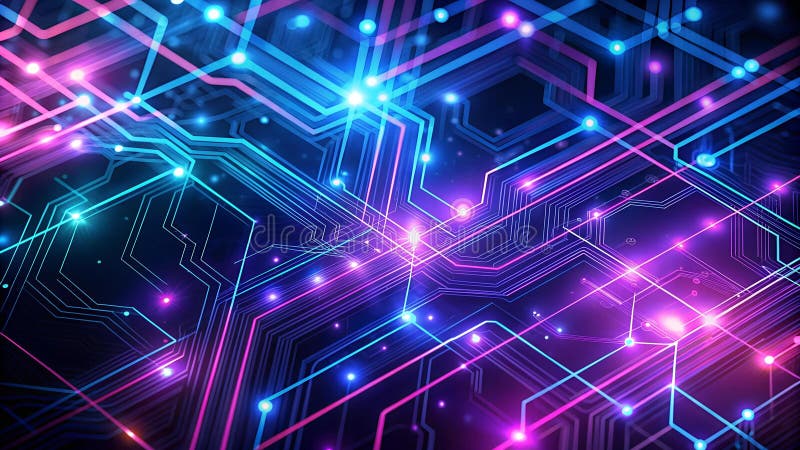 Abstract Blue and Purple Circuitry Flow AI Generated Stock Illustration - Illustration of ...