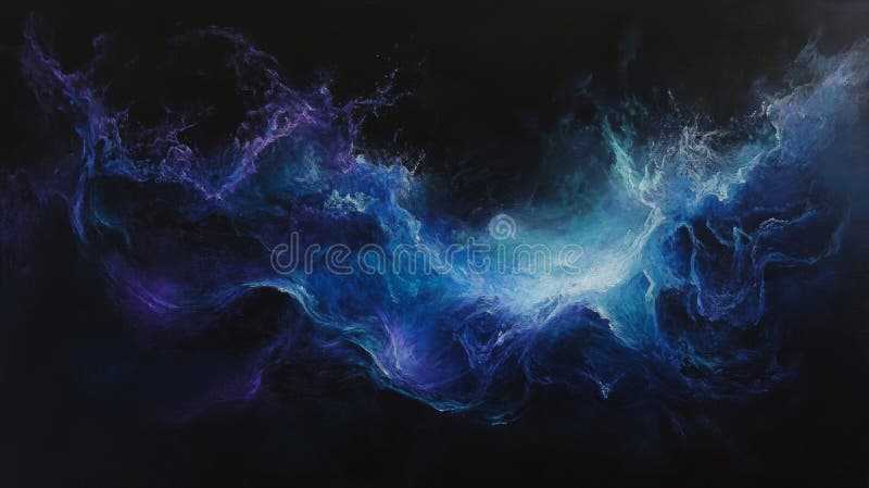 Abstract Blue and Purple Cosmic Painting Stock Illustration ...
