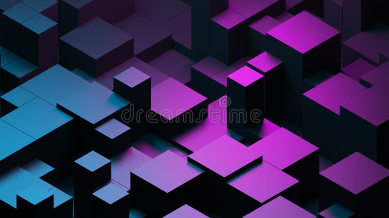 Abstract Blue Purple Digital Data Background 3d Render Polygon ...