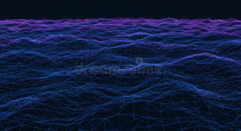 Abstract Blue and Purple Digital Wave Background Stock Illustration ...