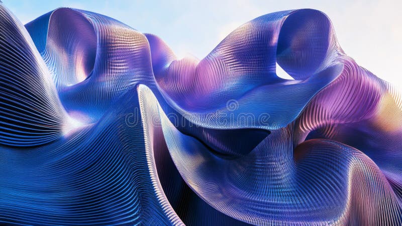 Abstract Blue and Purple Digital Waves Background Stock Illustration ...