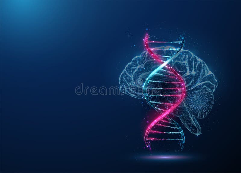 Abstract Blue and Purple DNA Molecule Helix and Brain Stock Vector ...