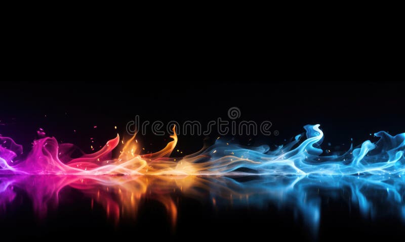 Abstract Blue and Purple Fire Flames on a Black Background. Design ...