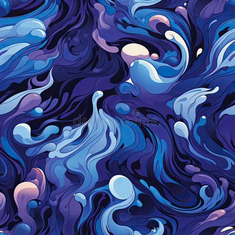 Abstract Blue and Purple Flowing Background Seamless Pattern (tiled ...