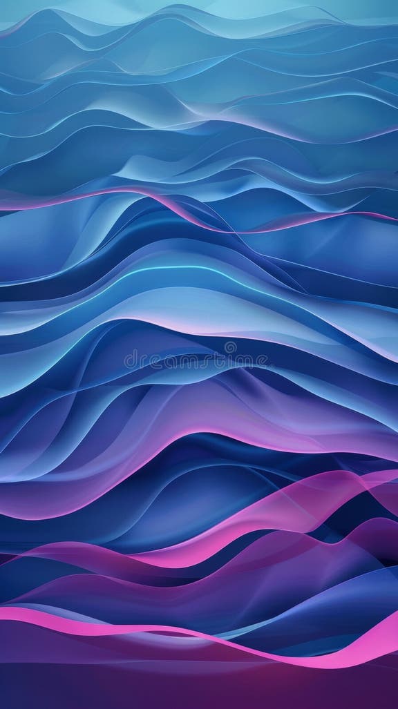 Abstract Blue and Purple Gradient Waves, Digital Artwork. Modern Design ...
