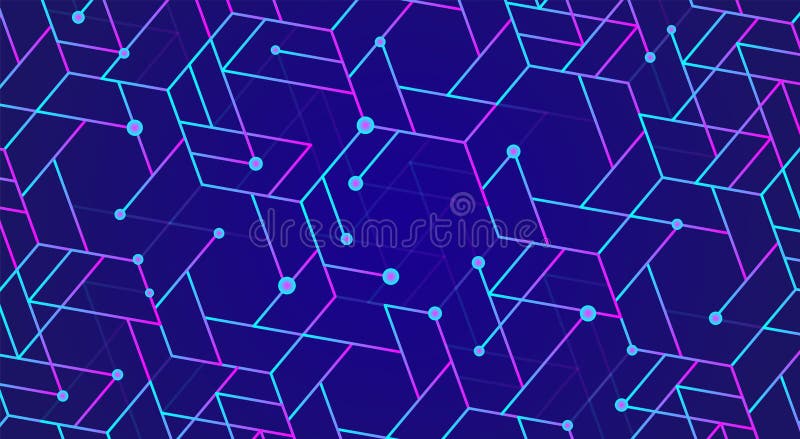 Abstract Blue Purple Hexagon, Network or Electric, Geometric Texture ...