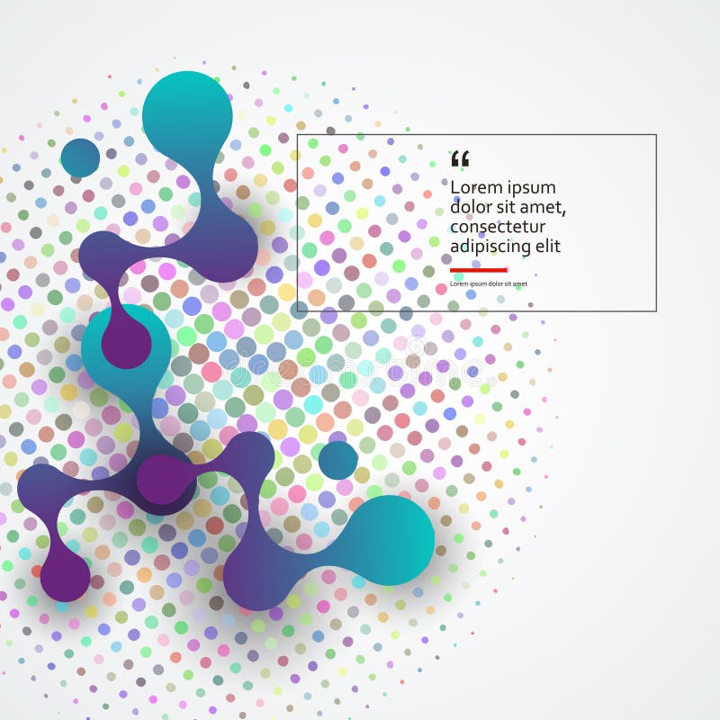 Abstract Blue Purple Large Molecules with Bright Circles on White ...