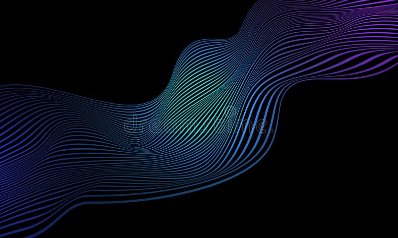Abstract Blue Purple Lines Strip Wave Curve on Black Background Vector ...
