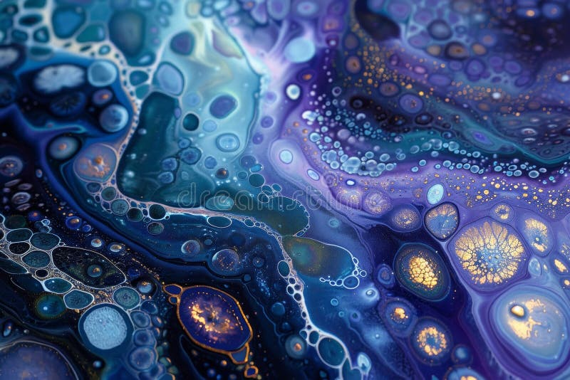 Abstract Blue and Purple Liquid Art - Fluid Organic Patterns in Deep ...