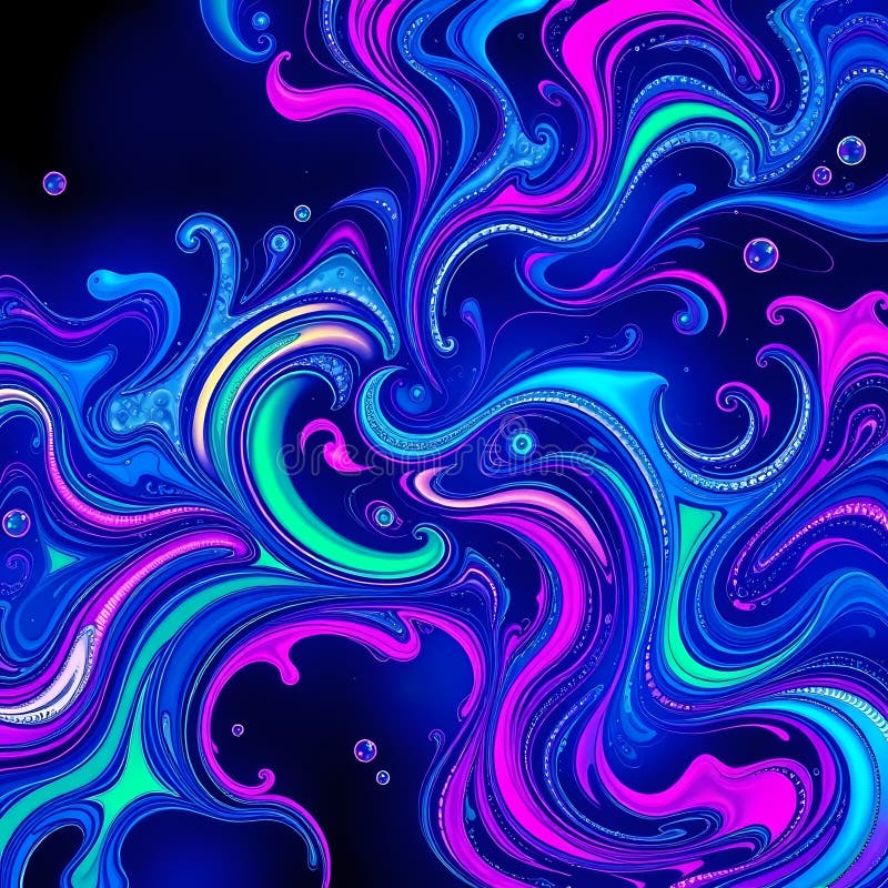 Abstract Blue and Purple Liquid Background. Psychedelic Vector ...