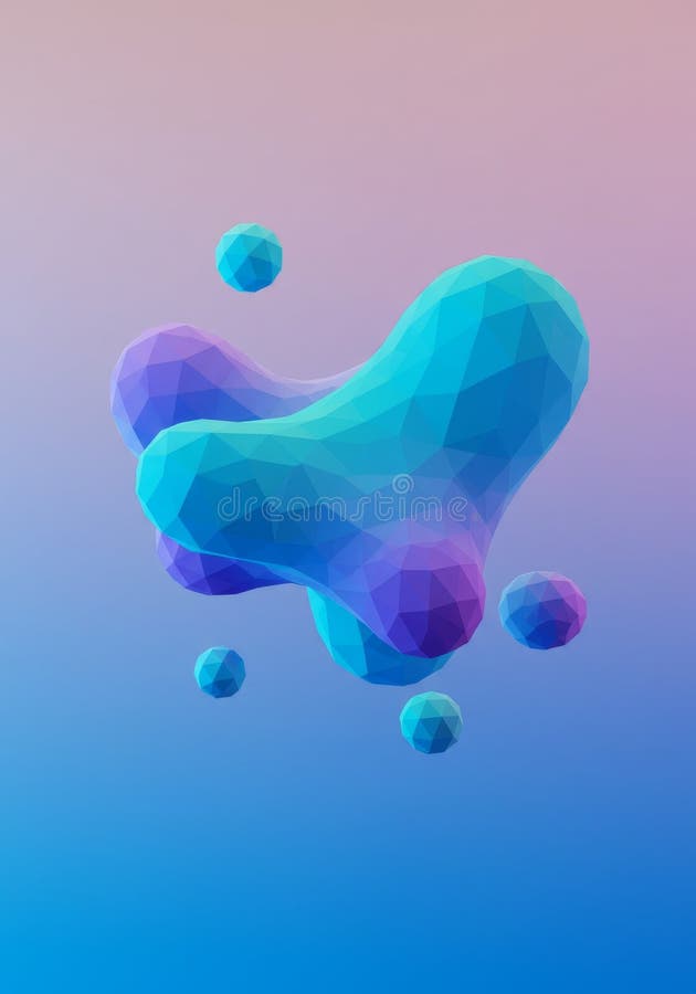 Abstract Blue Purple Low Poly Blob Shape on Gradient Background Stock ...