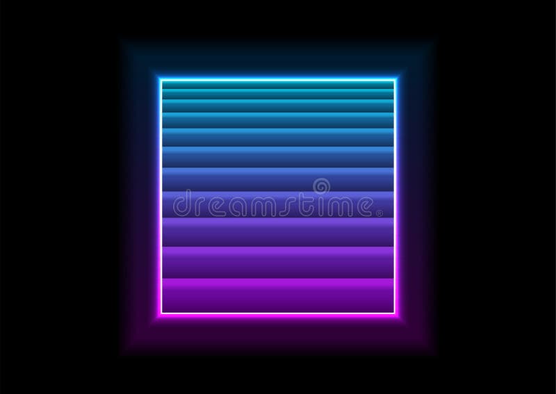 Abstract Blue Purple Neon Square Frame Abstract Striped Background ...