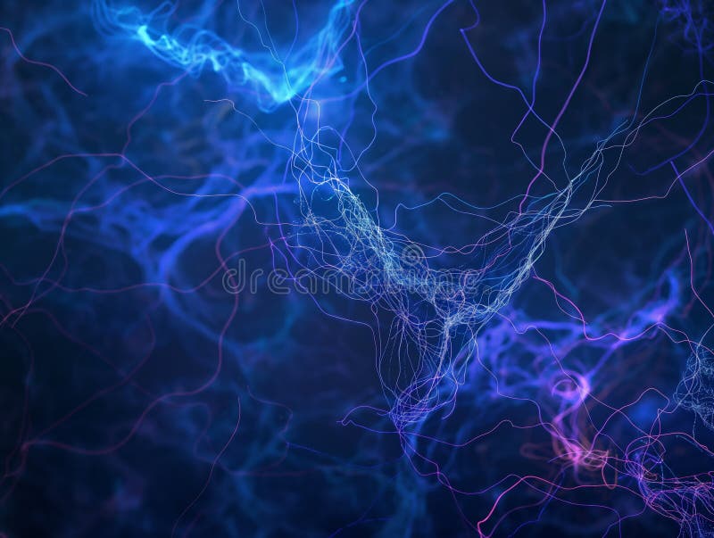 Abstract Blue and Purple Neural Network Stock Image - Image of blue ...