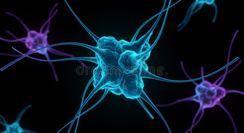 Abstract Blue and Purple Neuron Network Stock Illustration ...