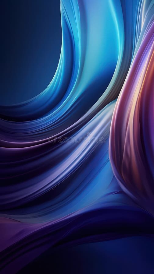 Abstract Blue and Purple Phone on Ebony Surface with Flowing Fabrics ...