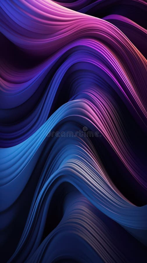 Abstract Blue and Purple Phone on Ebony Surface with Flowing Fabrics ...
