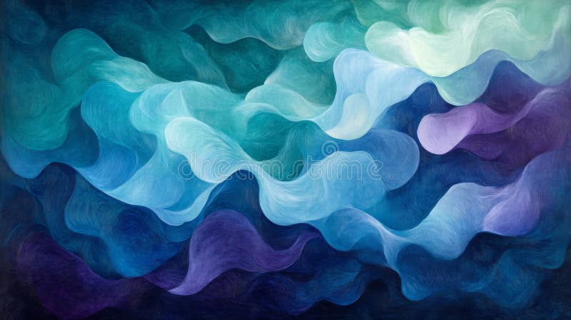 Abstract Blue and Purple Wave Painting Stock Illustration ...