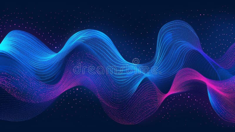 Abstract Blue and Purple Waves Flowing on a Dark Background for ...