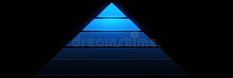 Abstract Blue Pyramid Design with Layered Structure Against Black ...