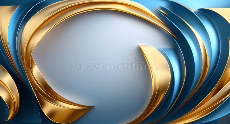 Abstract Blue Realistic Illustration with Wavy Forms. Modern ...