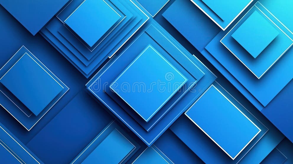 Abstract Blue Rectangular Shapes Create Dynamic Design. Layered Geometric Forms with Gradient ...