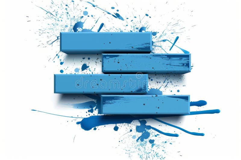 Abstract Blue Rectangular Shapes Stacked with Blue Paint Splatter ...