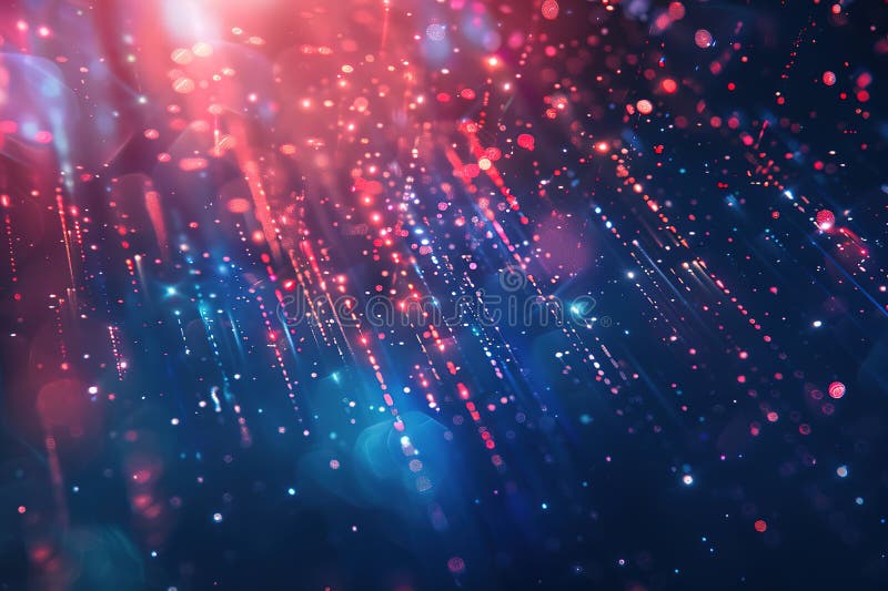 Abstract Blue-red Background with Bokeh. Rays of Neon Red Light on a ...