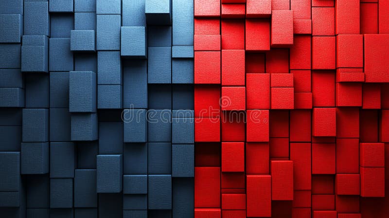 Abstract Blue and Red 3D Blocks Stock Illustration - Illustration of ...