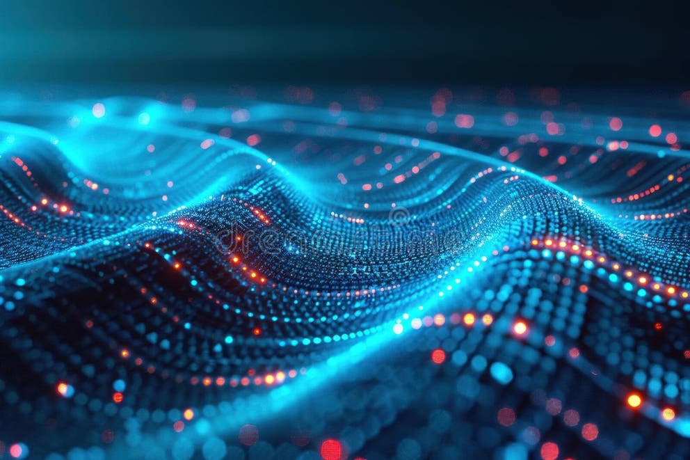 Abstract Blue and Red Digital Wave Background Stock Illustration ...