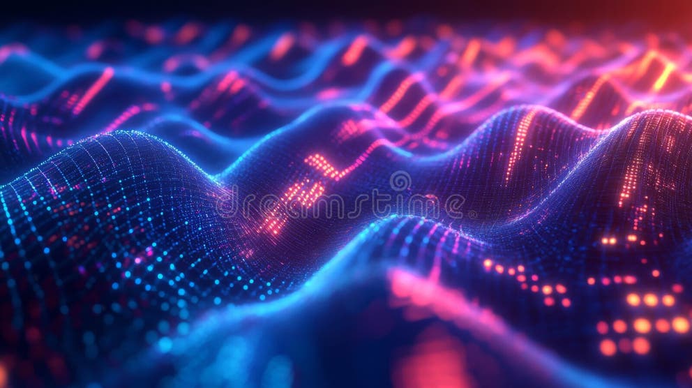 Abstract Blue and Red Digital Waveform Stock Illustration ...