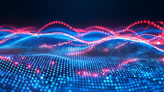 Abstract Blue and Red Digital Waves Stock Illustration - Illustration ...