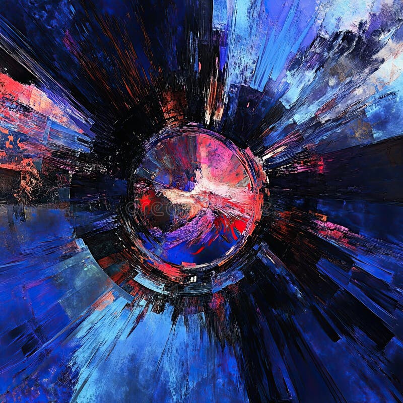 Abstract Blue Red Explosion Painting Stock Illustration - Illustration ...