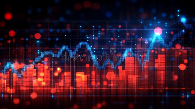 Abstract Blue and Red Financial Chart Stock Illustration - Illustration ...