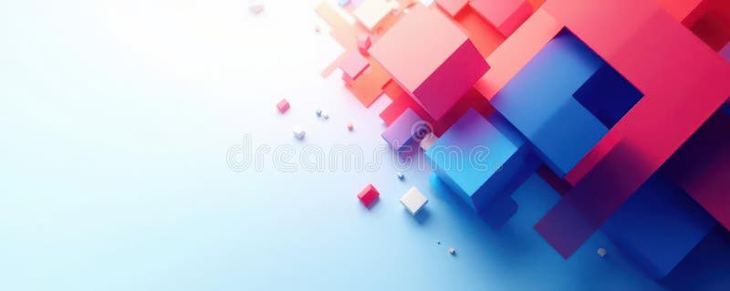 Abstract Blue and Red Geometric Shapes Forming Course Modules, Design ...