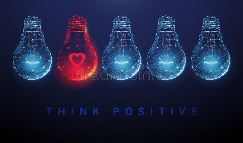 Abstract Blue and Red Glowing Light Bulbs with Heart Shape Inside ...