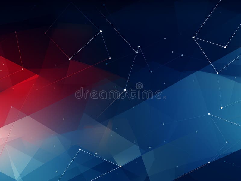 Abstract Geometric Connectivity on a Blue and Red Gradient Background ...