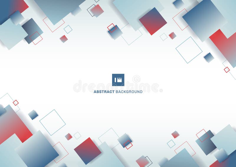 Abstract Blue and Red Gradient Color Square Geometric Pattern on White ...